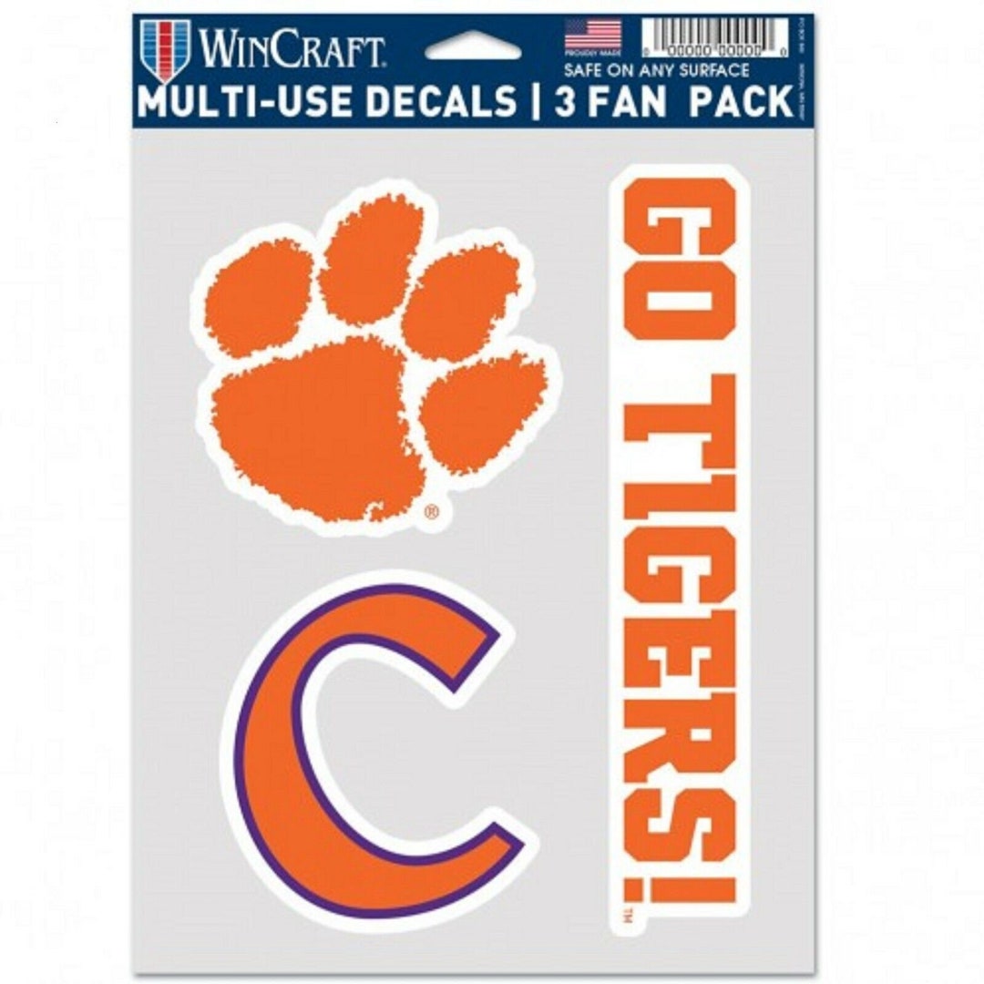 Clemson Tigers Multi Use 3 Fan Pack Clings 5.5" X 7.75" Decals - Etsy