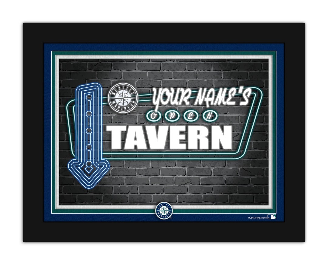 Seattle Mariners Personalized Sign Framed Neon Tavern Print Sign 18x14 ...