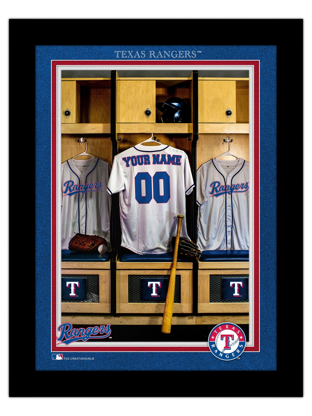 Texas Rangers Personalized Sign Locker Room Print Baseball FRAMED 14x18 ...