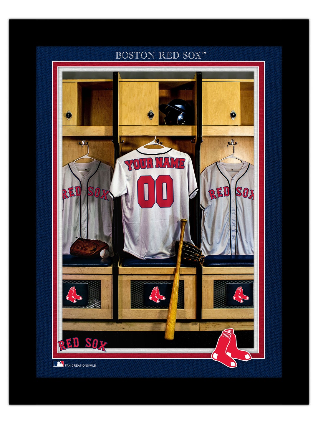 Boston Red Sox Personalized Sign Locker Room Print Baseball FRAMED ...