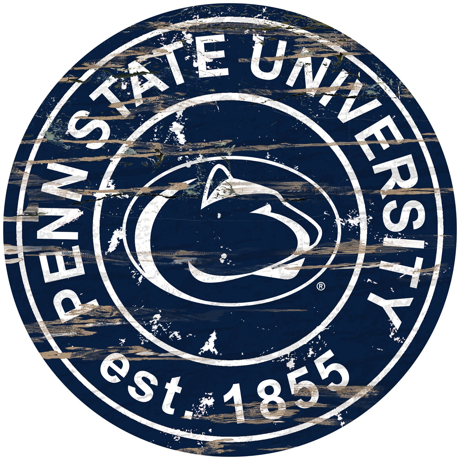 NCAA Penn State University Round Distressed Established Wood Sign 24 ...