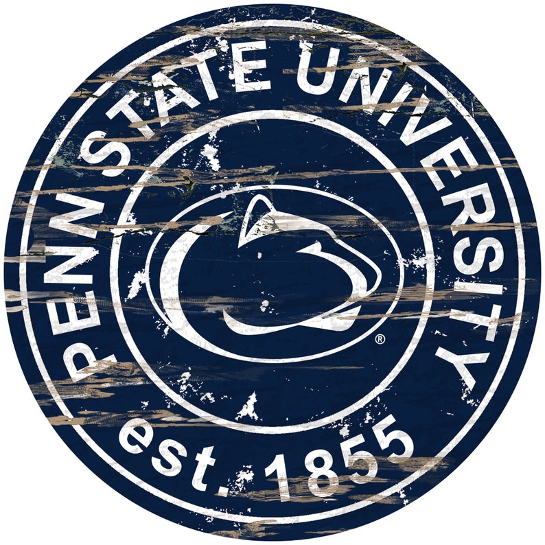NCAA Penn State University Round Distressed Established Wood Sign 24 ...
