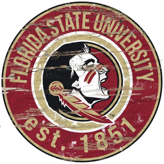 NCAA Florida State University Round Distressed Established | Etsy