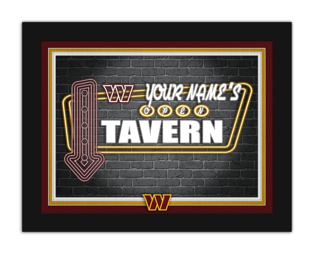 Washington Commanders Personalized Sign Framed Neon Tavern Print Sign ...