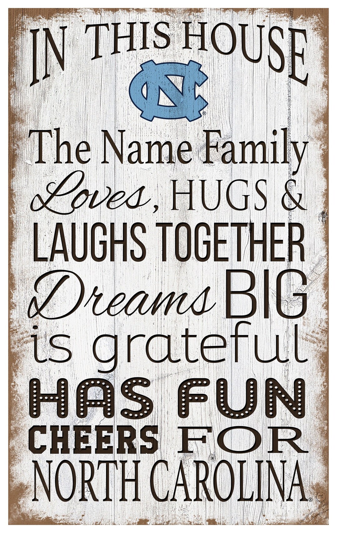 UNC North Carolina Tar Heels Sign Personalized in This House Sign 11 ...