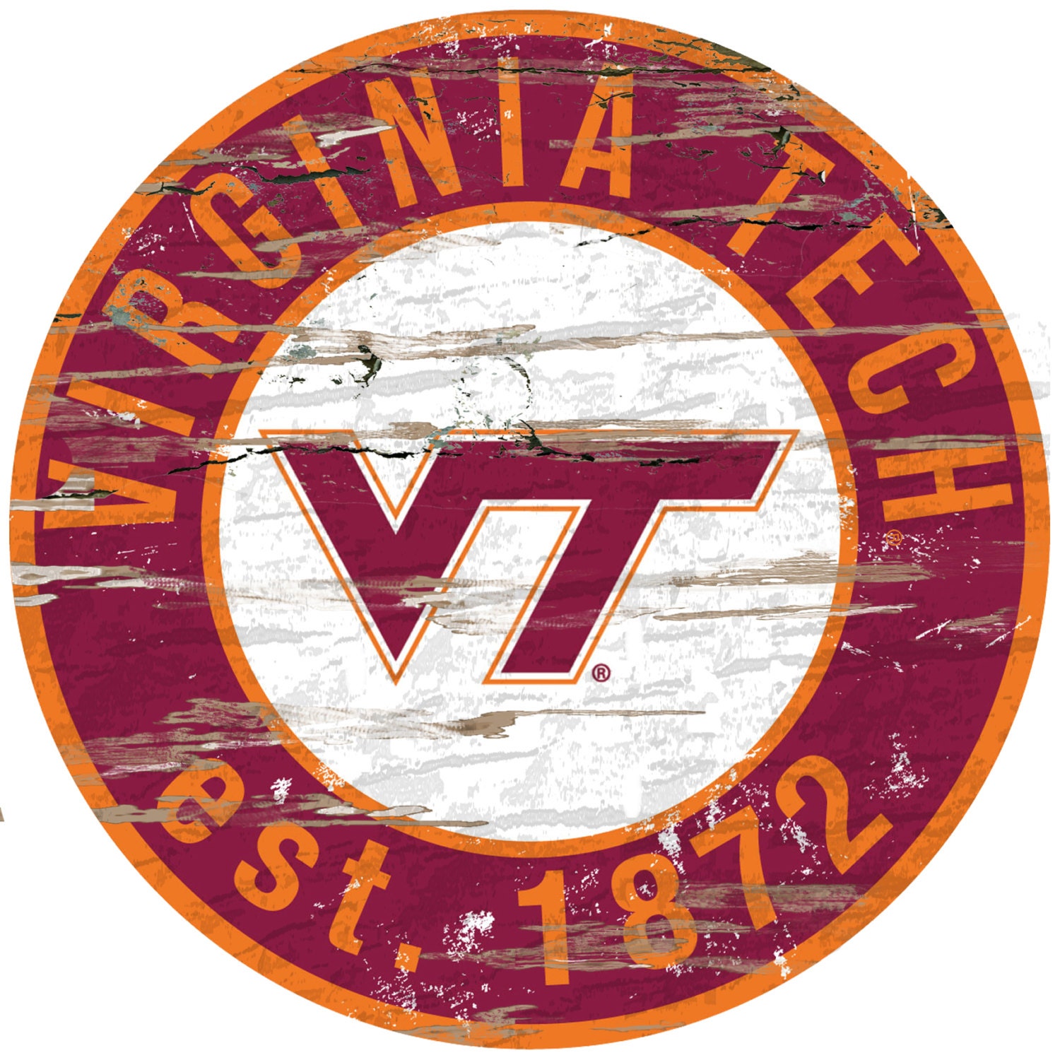NCAA Virginia Tech Round Distressed Established Wood Sign - Etsy