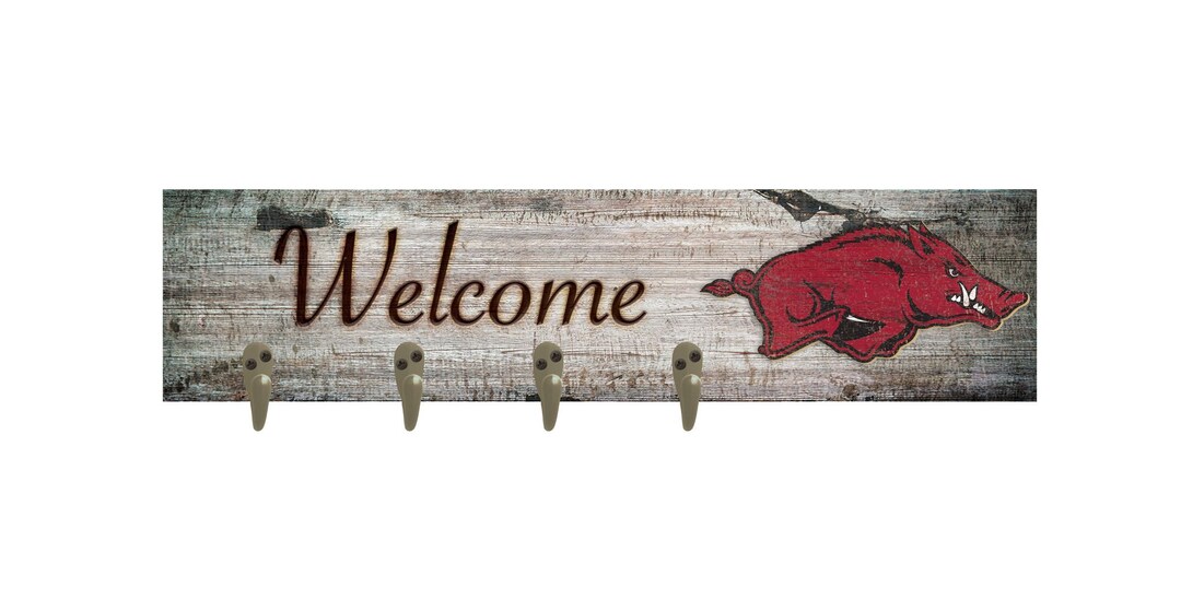 Arkansas Razorbacks Welcome Coat Rack Coat Hanger 6" X 24" - Etsy