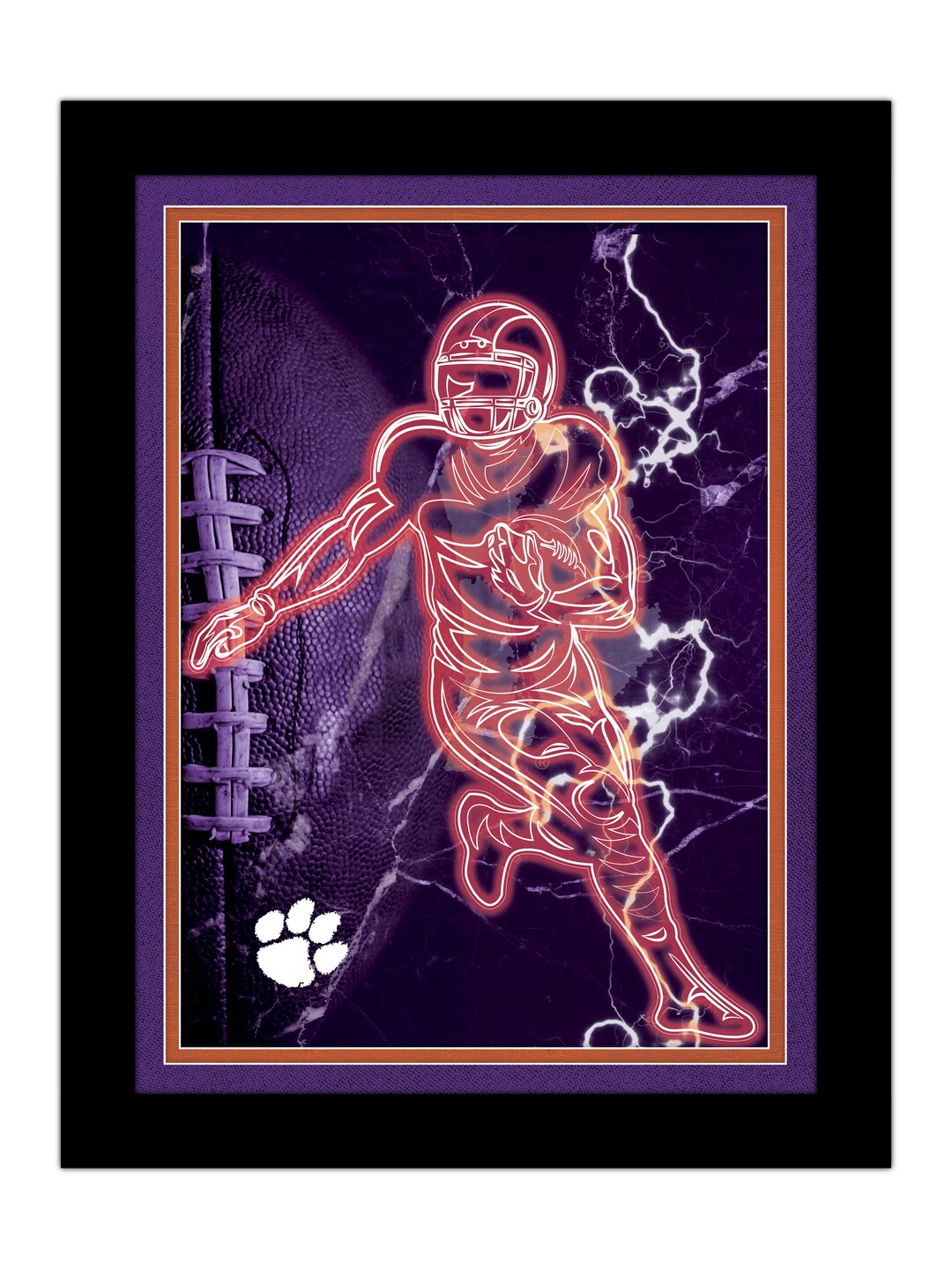 Clemson Tigers Sign Wall Art Framed Neon Print Player Sign 18x14 - Etsy