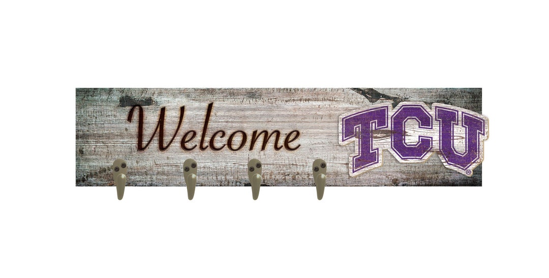 TCU Texas Christian Welcome Coat Rack Coat Hanger 6" X 24" - Etsy