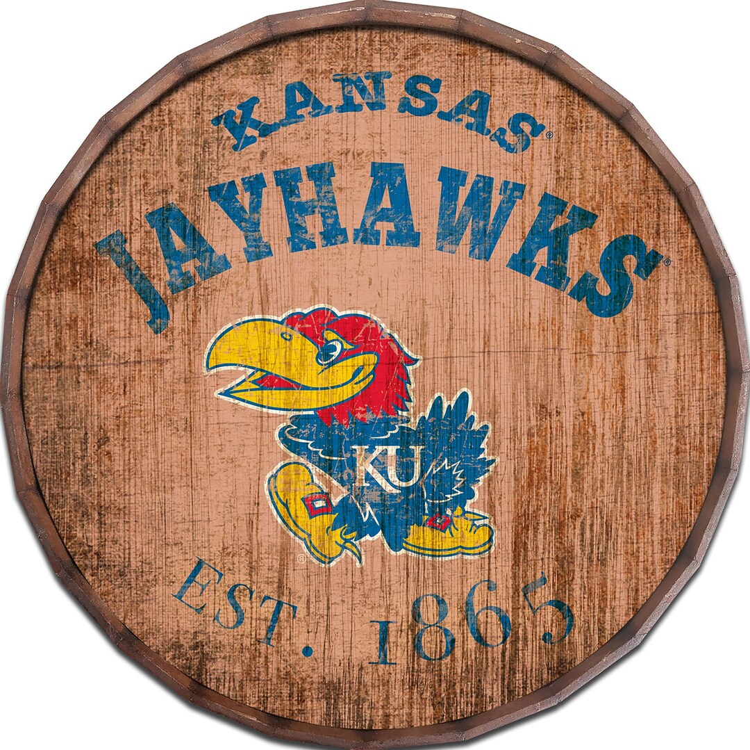 Letrero con el logo de los Kansas Jayhawks, con tapa de barril y 24 de diámetro - Etsy México