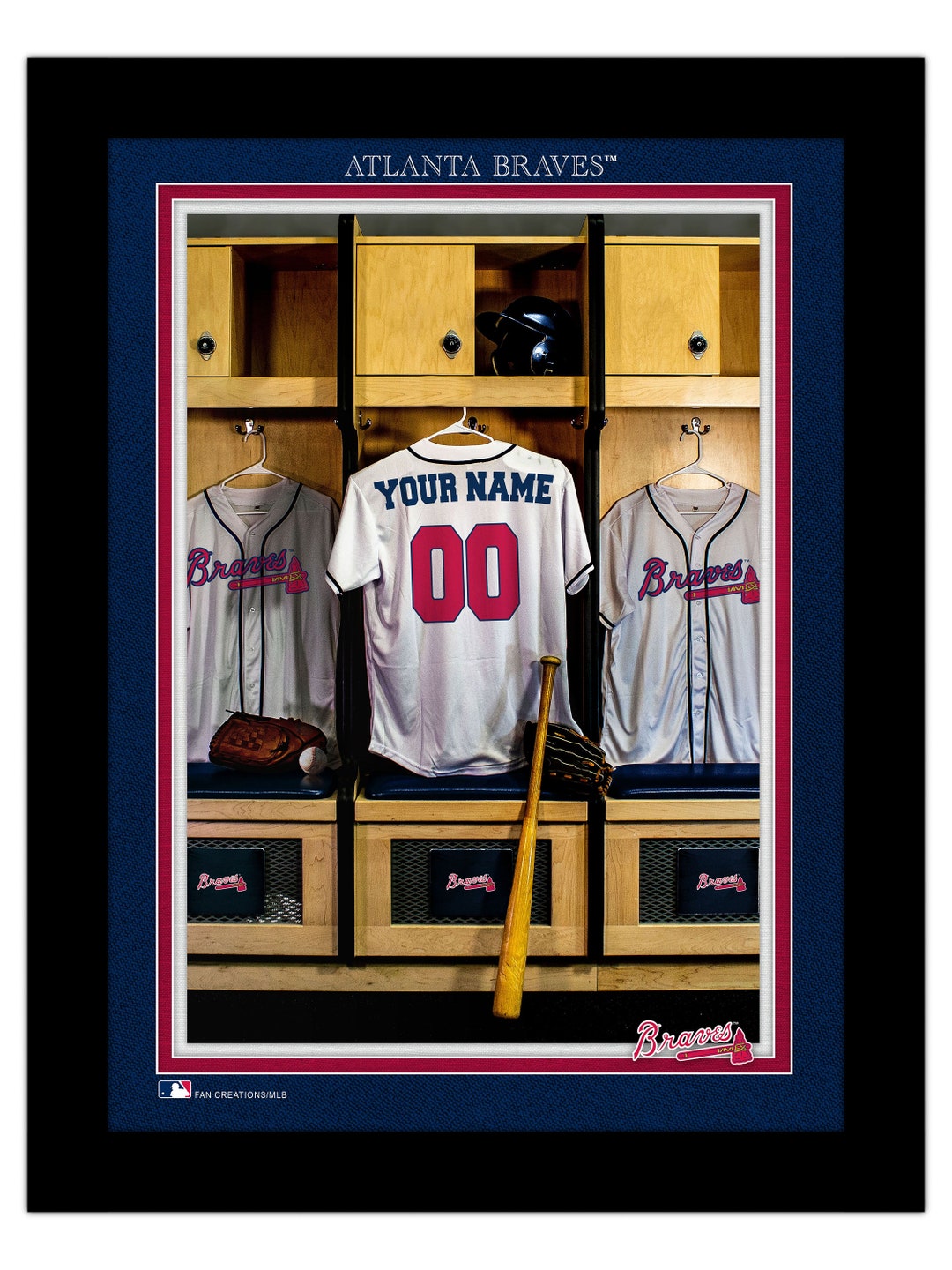 Atlanta Braves Personalized Sign Locker Room Print Baseball FRAMED ...