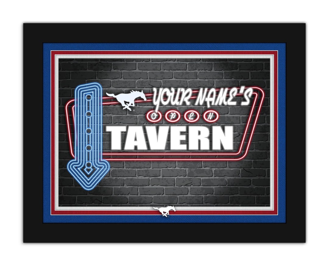 SMU Southern Methodist Personalized Sign Framed Neon Tavern Print Sign ...