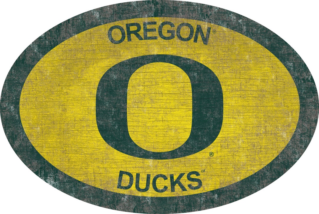Oregon Ducks Sign Wall Art 46" Distressed & Weathered Sign Team Color ...