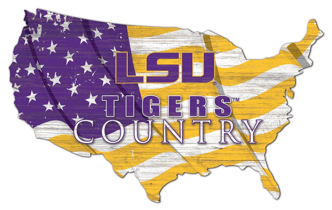 LSU Tigers USA Country Flag Team Sign Wood Plaque 18 X 11 NEW - Etsy