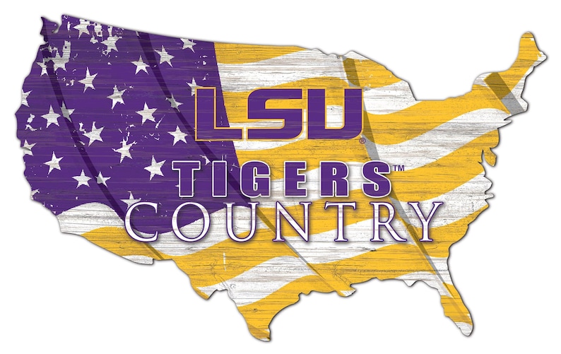 LSU Tigers USA Country Flag Team Sign Wood Plaque 18 X 11 NEW - Etsy