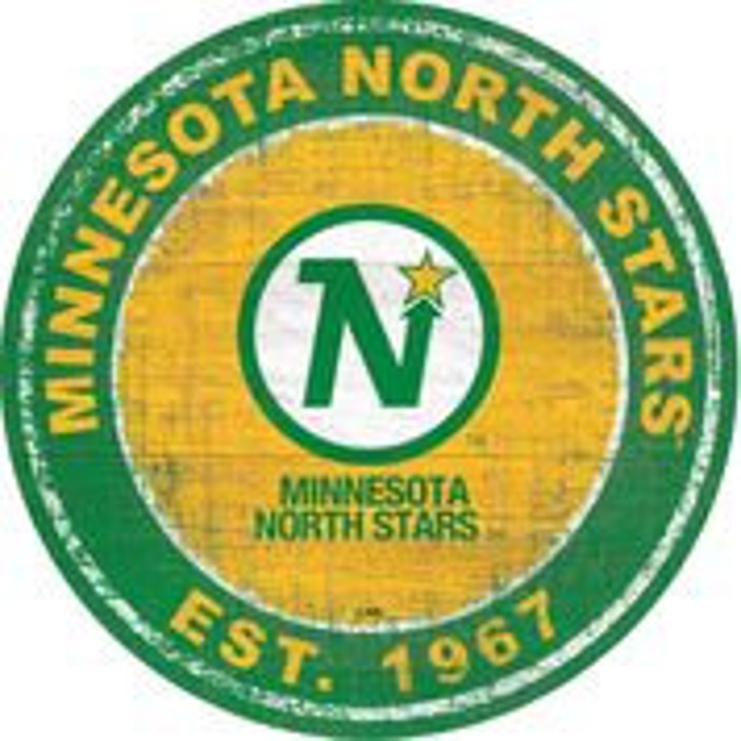 Minnesota North Stars NHL Round Distressed Established Historic Wood ...