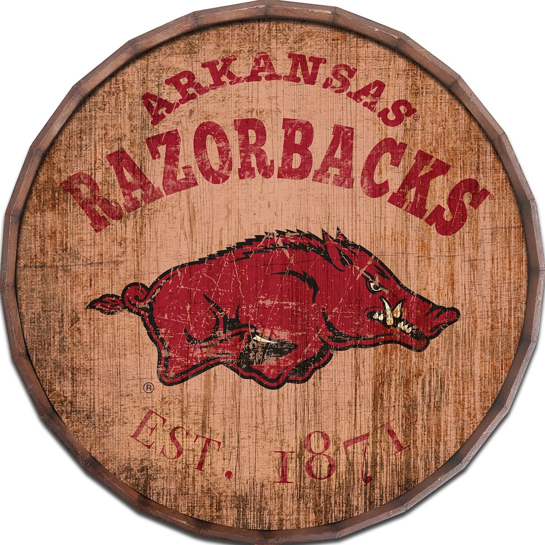 Arkansas Razorbacks Barrel Top Established Sign 24" in Diameter - Etsy