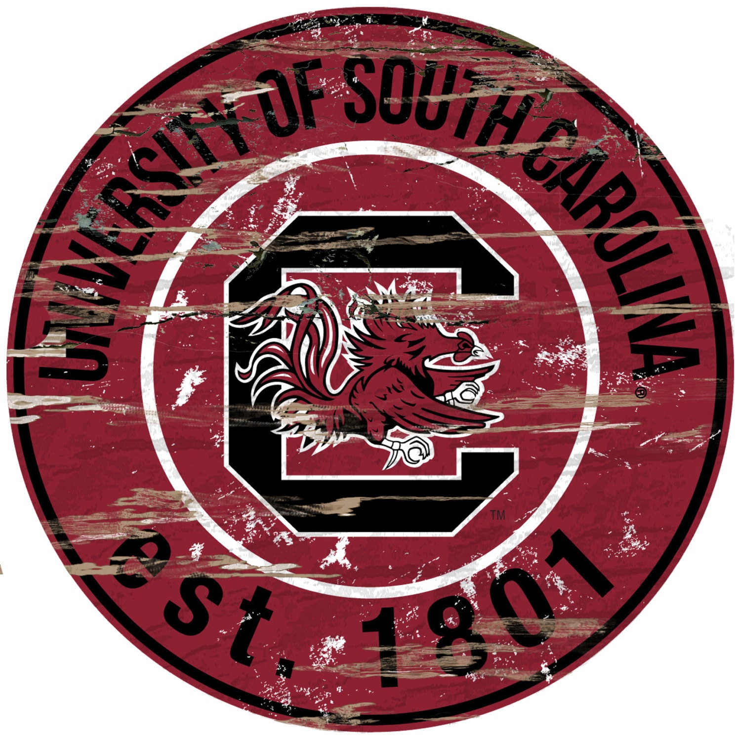 NCAA University of South Carolina Round Distressed Established | Etsy