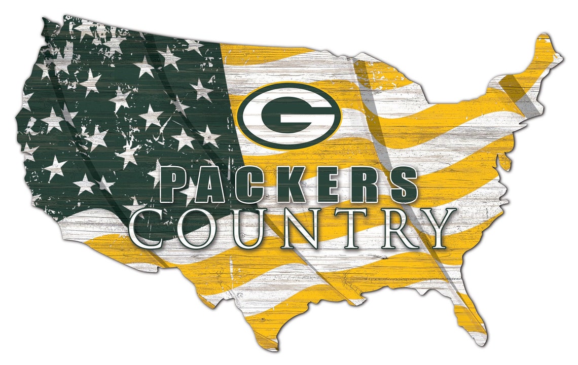Green Bay Packers USA Country Flag Team Sign Wood Plaque 18 X - Etsy