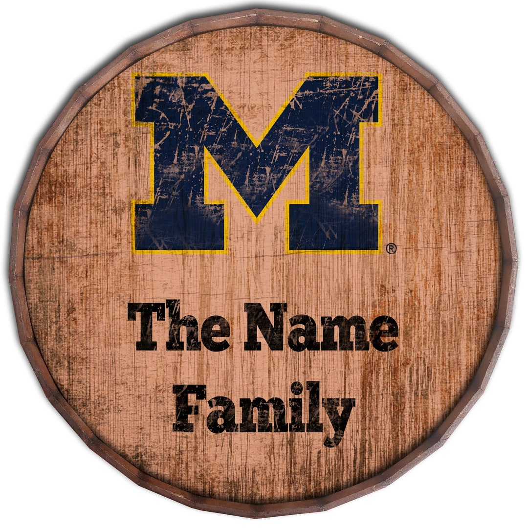 Michigan Wolverines Personalized Barrel Top Established Sign 24" in ...
