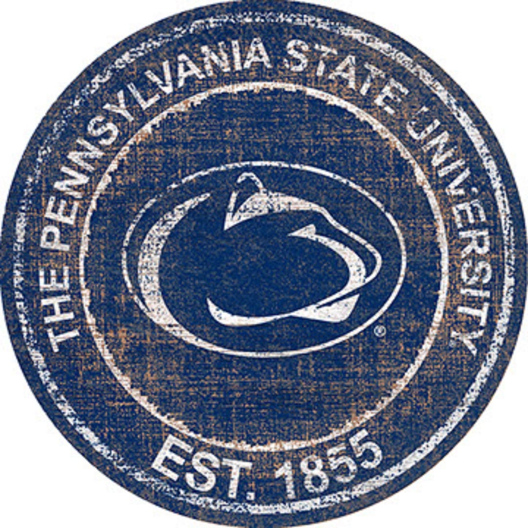 Penn State University NCAA Round Distressed Historic Established Wood ...