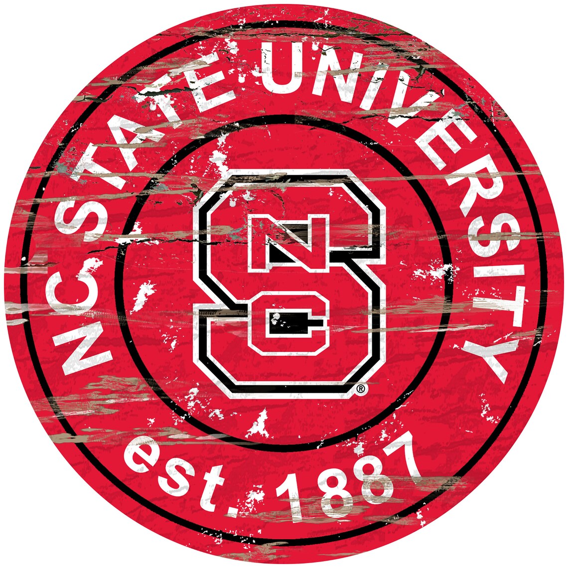NCAA NC State Round Distressed Established Wood Sign 24" Diameter - Etsy
