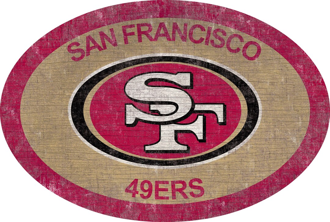 San Francisco 49ers Sign Wall Art 46" Distressed & Weathered Sign Team ...