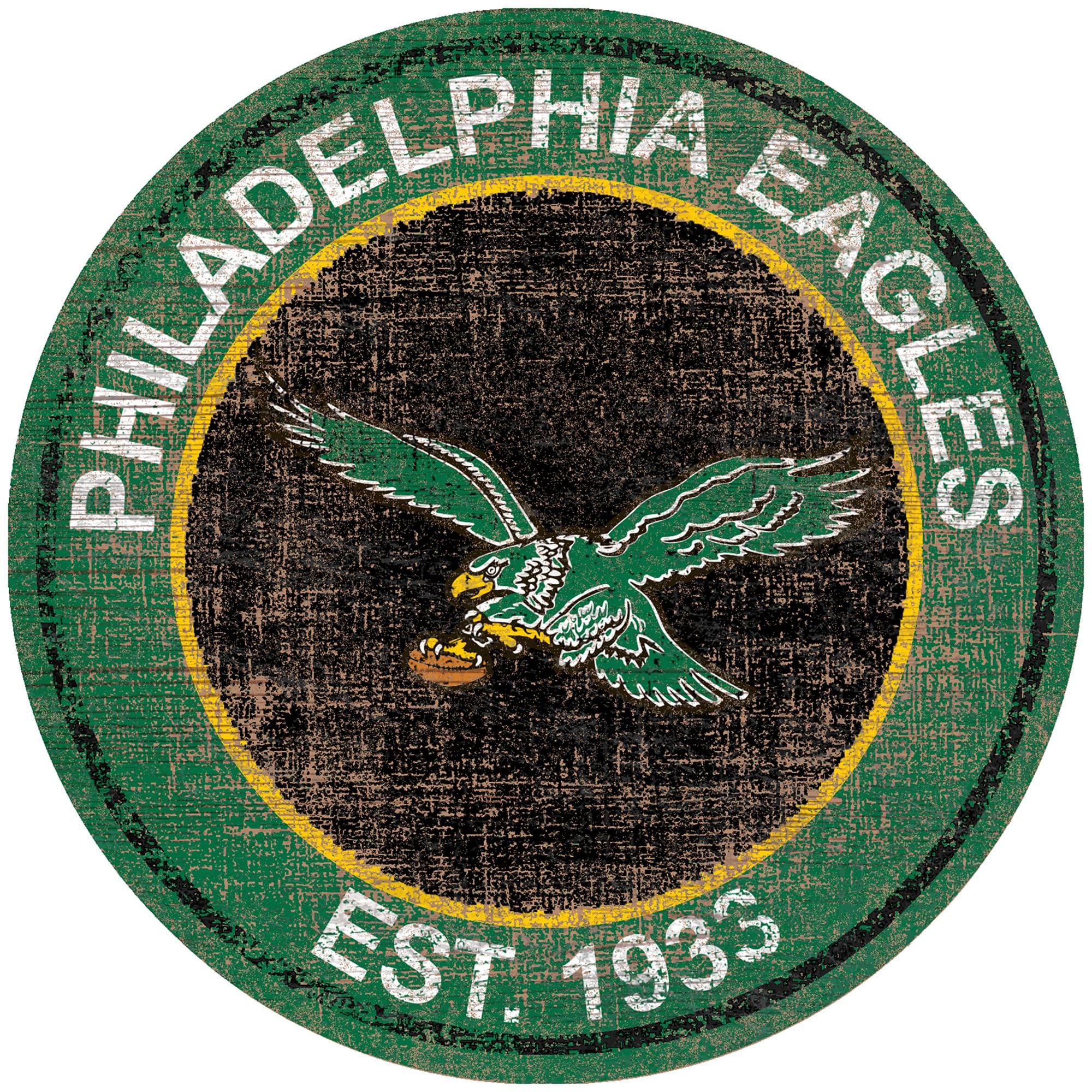 NFL Philadelphia Eagles Round Distressed Historic Throwback Established ...