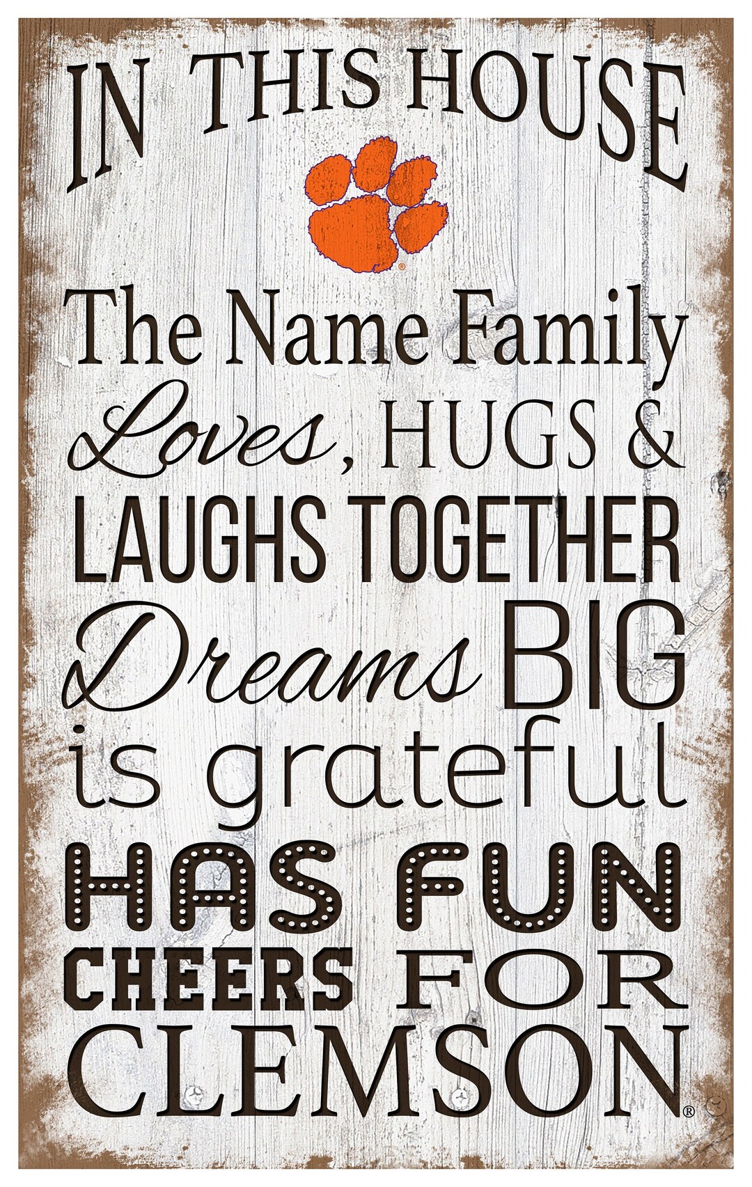 Clemson Sign Personalized in This House Sign 11"x19" - Etsy