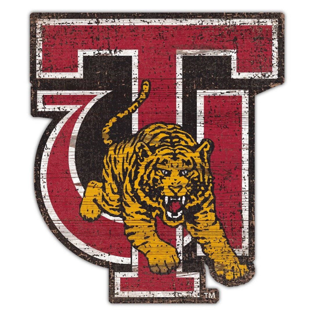 Tuskegee Golden Tigers Distressed Logo Cut Out Wood Sign 24" Diameter ...