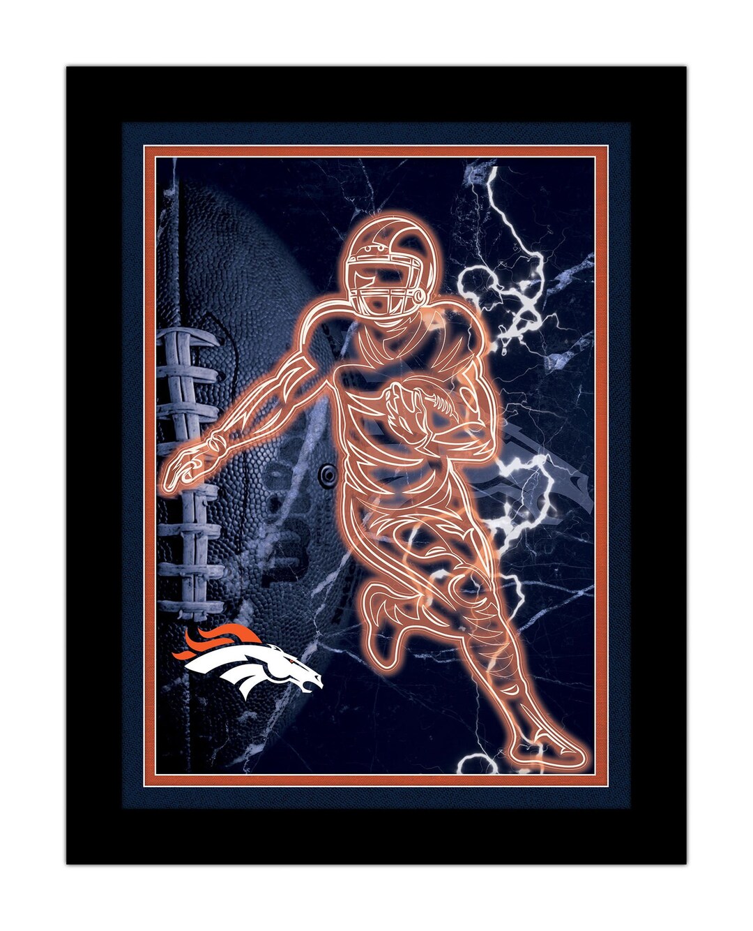 Denver Broncos Sign Wall Art Framed Neon Print Player Sign 18x14 - Etsy