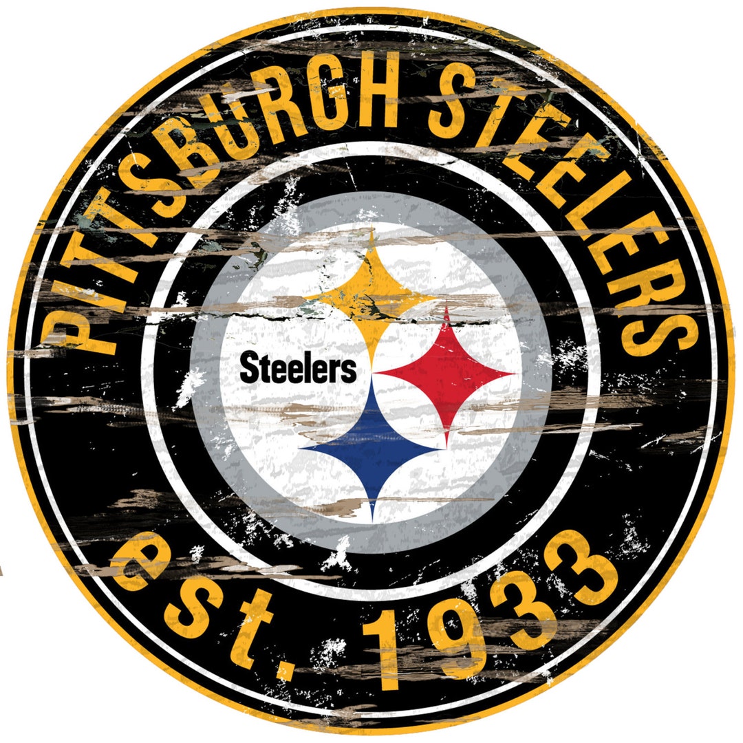 NFL Pittsburgh Steelers Round Distressed Established Wood Sign 24 in ...