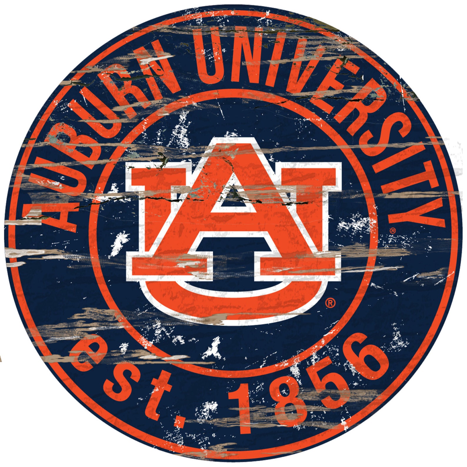 NCAA Auburn University Round Distressed Established Wood Sign - Etsy