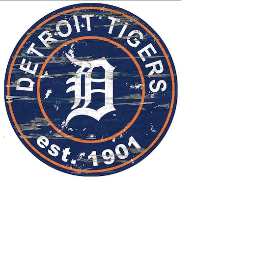 Detroit Tigers Round Distressed Established Wood Sign 24 | Etsy