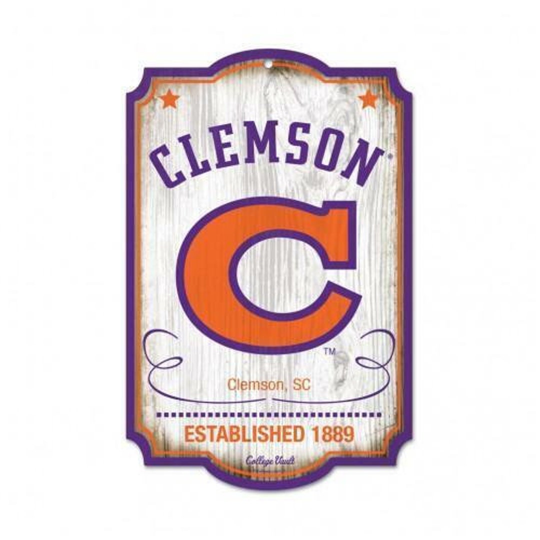 Clemson Plaque Sign Classic Logo Retro Wood Sign 11" X 17" - Etsy