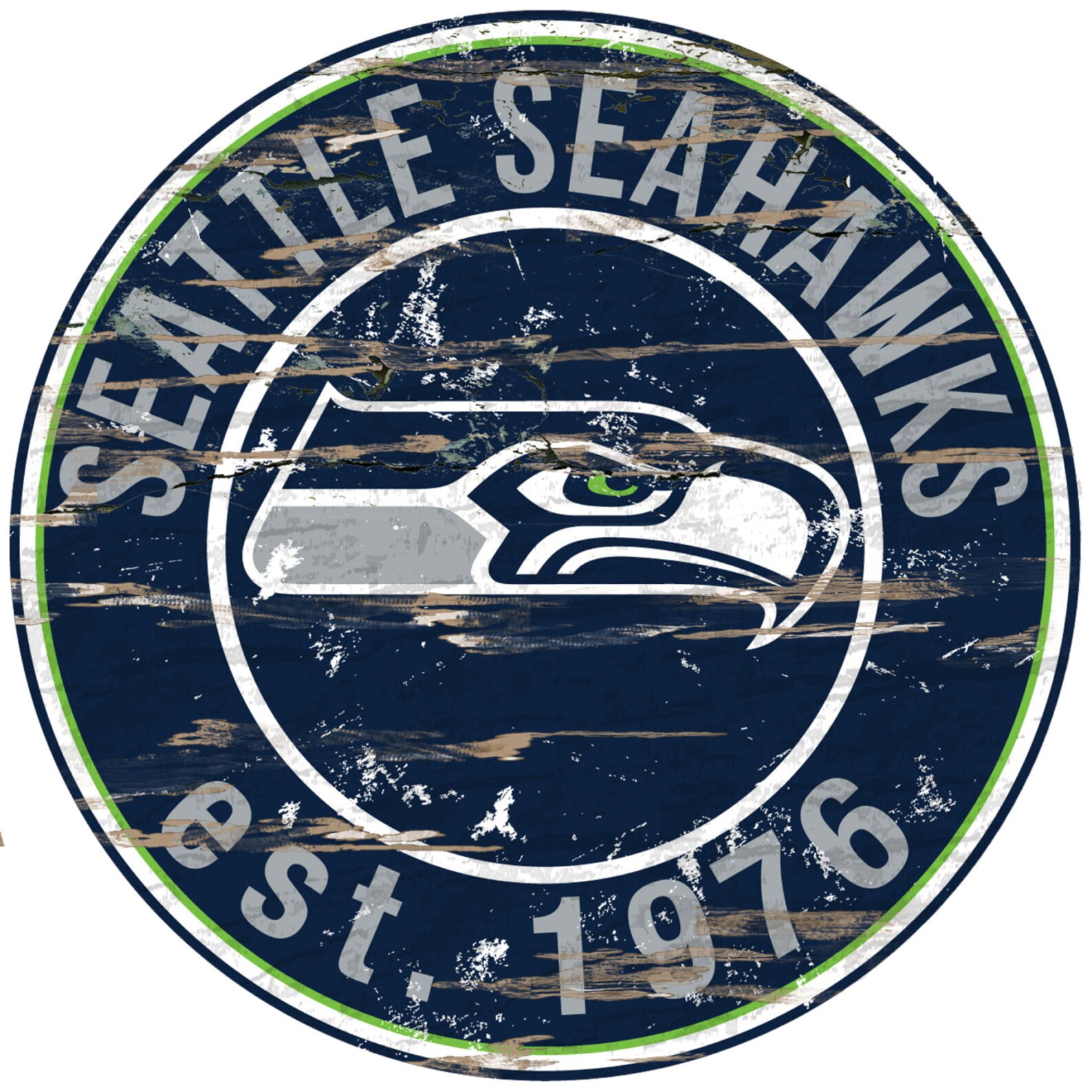 NFL Seattle Seahawks Round Distressed Established Wood Sign 24" in ...