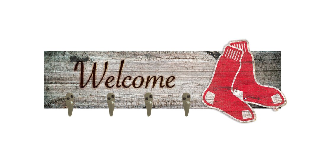 Boston Red Sox Welcome Coat Rack Coat Hanger 6" X 24" - Etsy