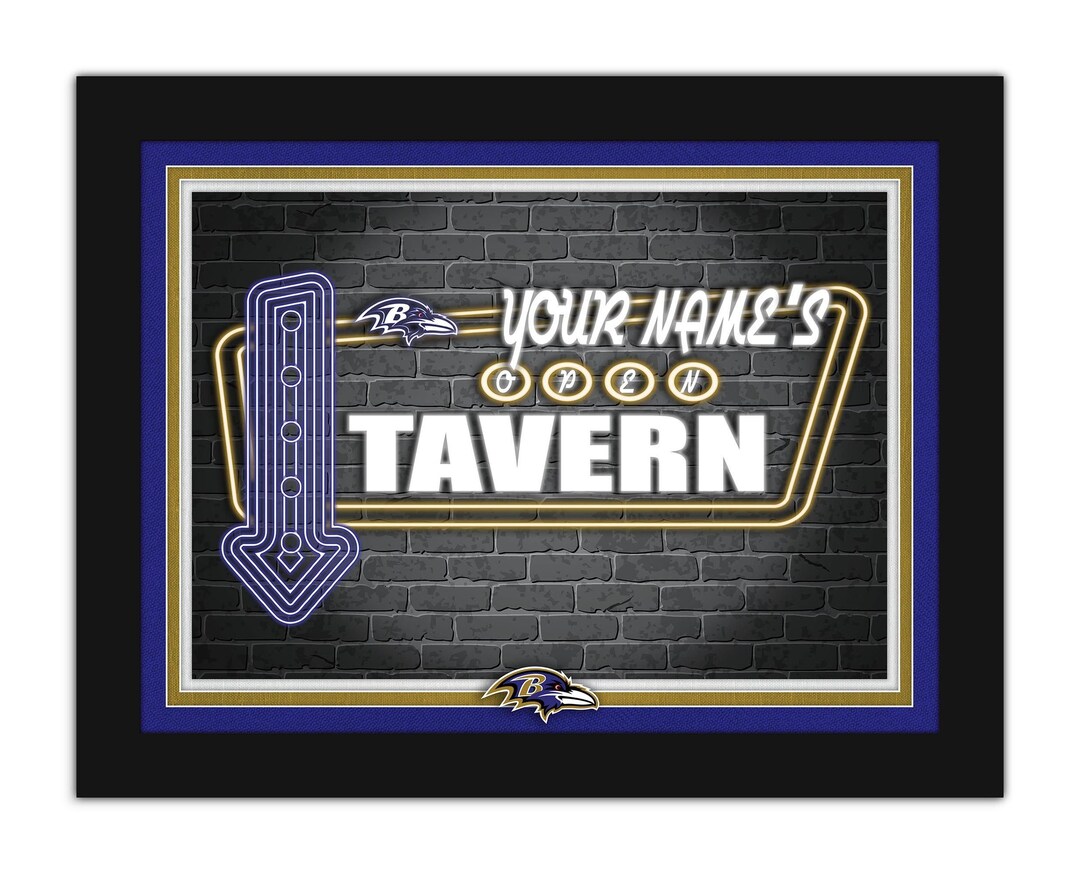 Baltimore Ravens Personalized Sign Framed Neon Tavern Print Sign 18x14 ...