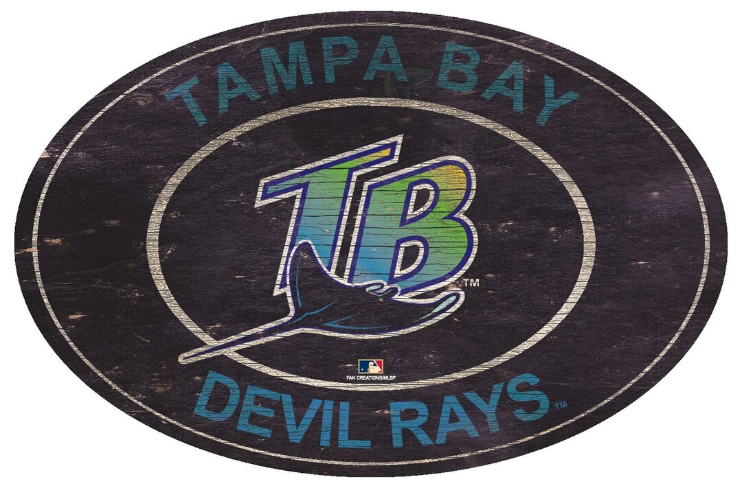 Tampa Bay Devil Rays Historic Throwback Wall Art 46" Distressed Wood ...