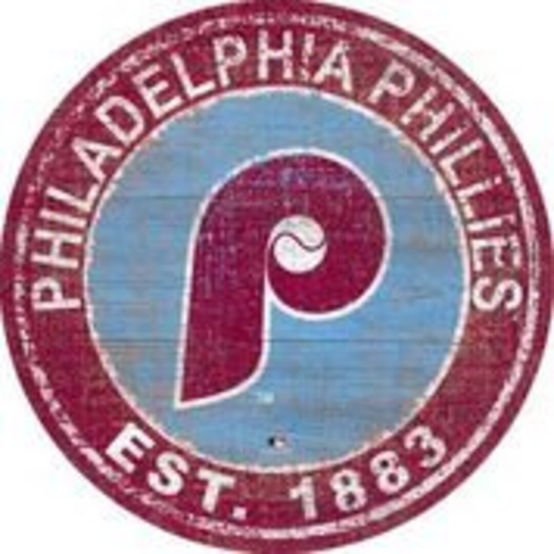 Philadelphia Phillies MLB Round Distressed Established Historic Wood ...
