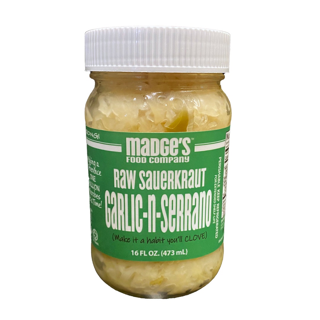 Raw Garlic-serrano Sauerkraut 16 Oz. Fermented - Etsy