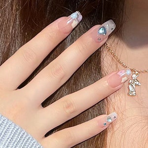 Handmade Spring Hand Painting Colorful Flower Cute Press on Nails Cute ...