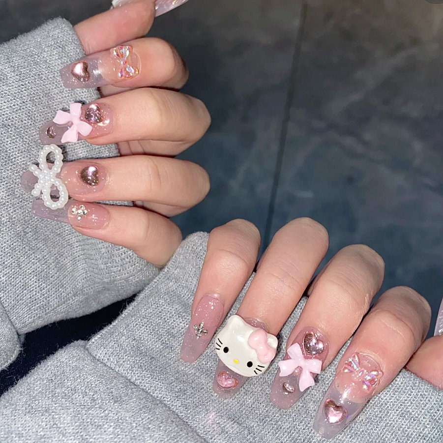 Cute Hello Kitty Acrylic Nails
