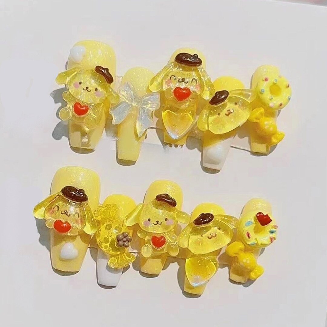 Handmade Pom Pom Purinn Puppy Creamy Yellow Doughnut Candy Heart Cute ...