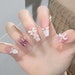 Handmade Baroque Cupid Arrow Lace Stripe Bow Nude Pink Press on Nails ...