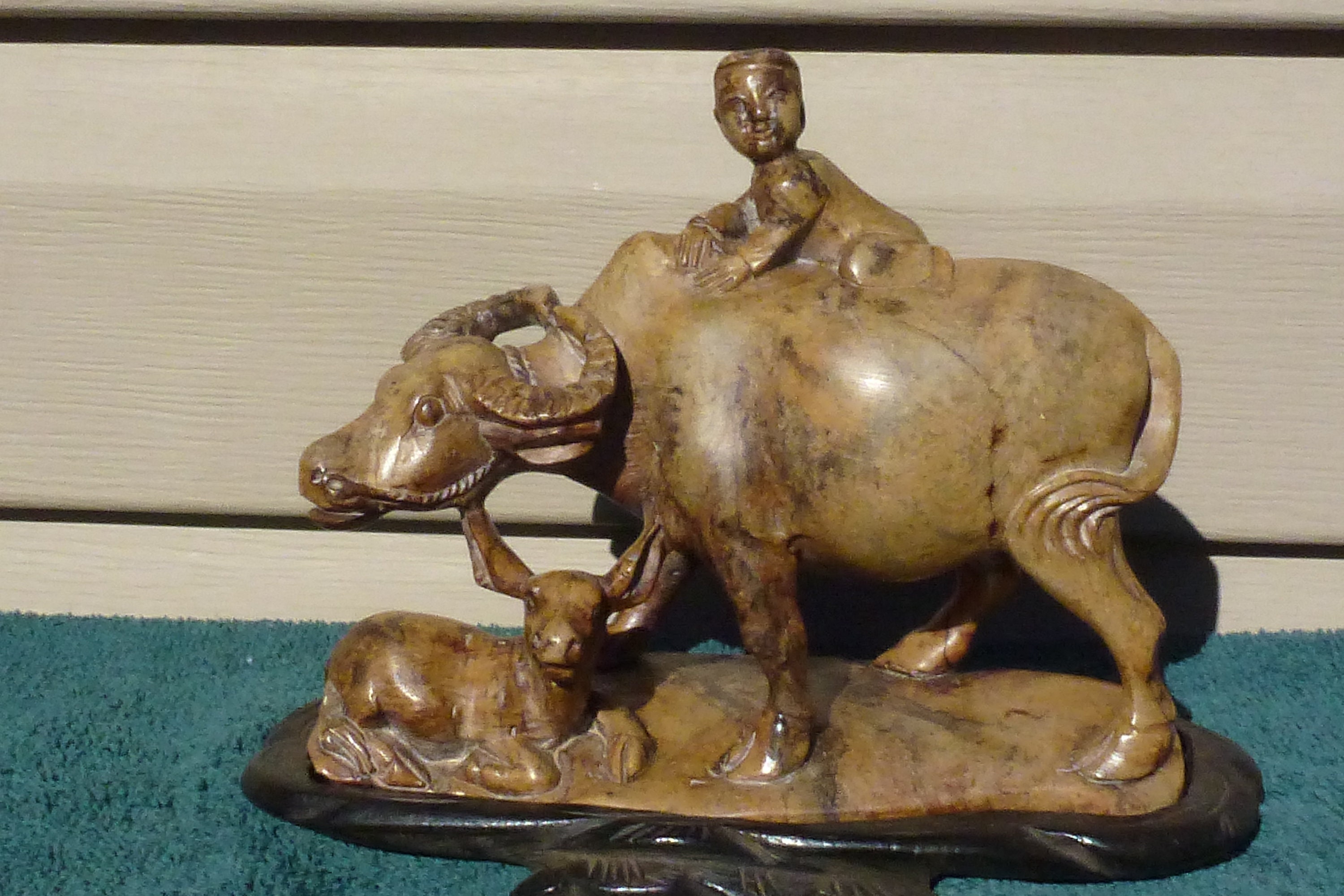 Soapstone Water Buffalo, Calf and Boy Carving - Etsy