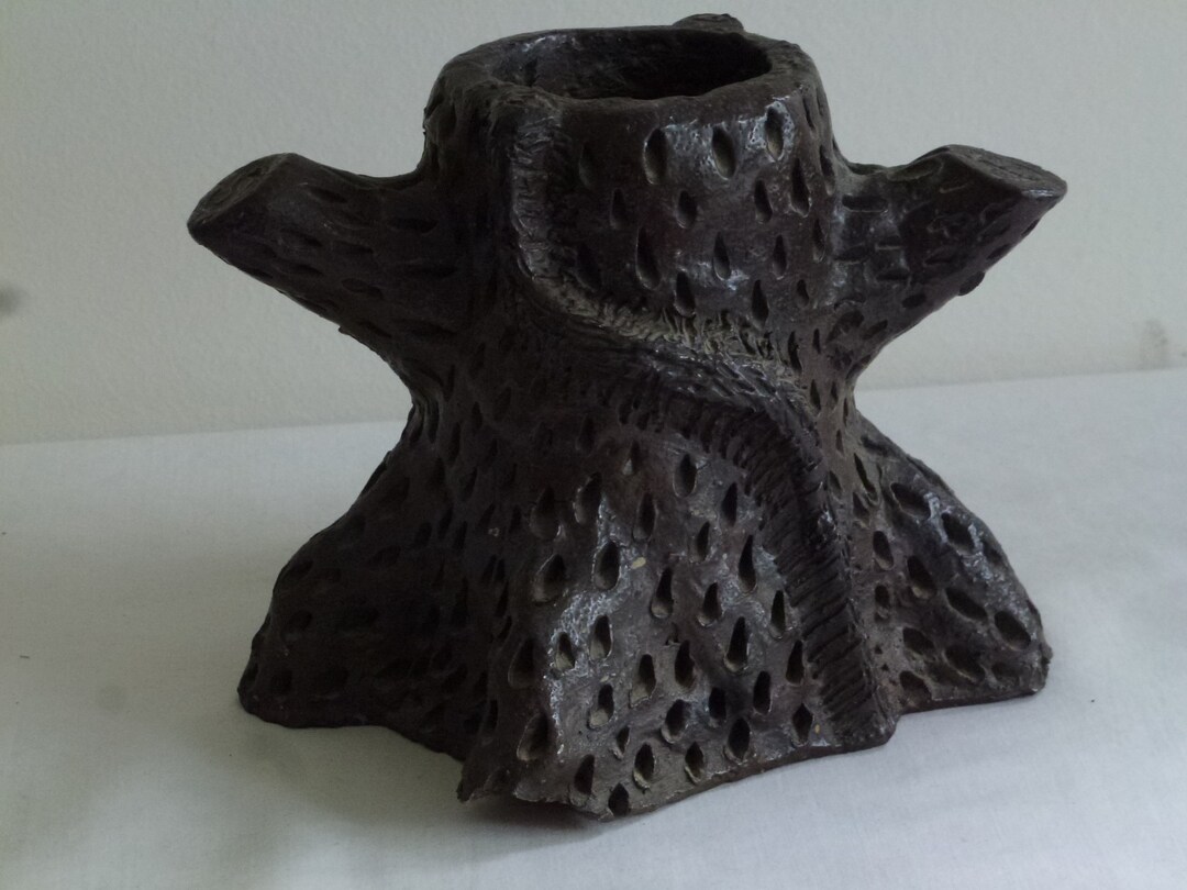 Folk Art Sewer Tile Clay Tree Trunk Pot - Etsy