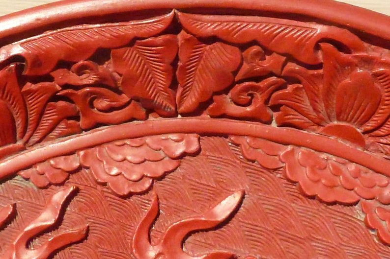 Qianlong Marked Cinnabar Dragon Plate - Etsy