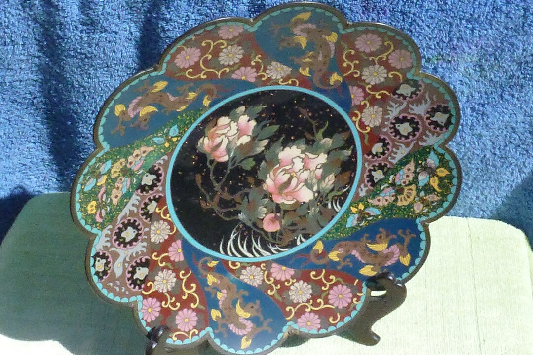 Meiji Period Bronze Cloisonne Lobbed Plate - Etsy