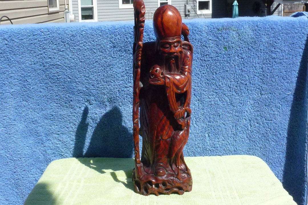 Hand Carved Wood Statue of Shou - Etsy